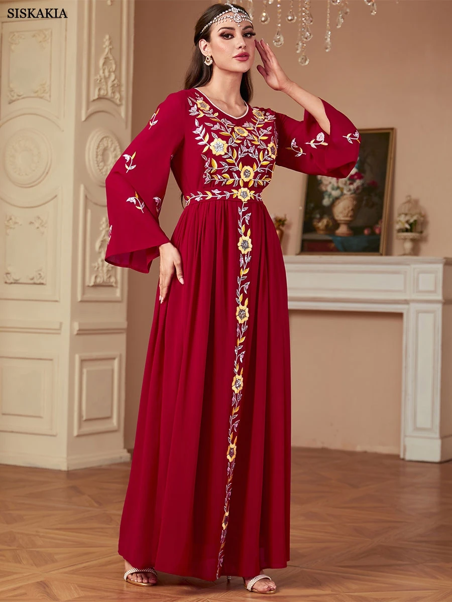 Siskakia-Muslim-Stylish-Embroidery-Dresses-Women-s-Jalabiya-Ramadan-O ...