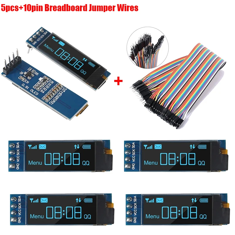 1-5 Pcs 0.91" I2C IIC OLED Display Module OLED Screen DC 3.3V~5V ...