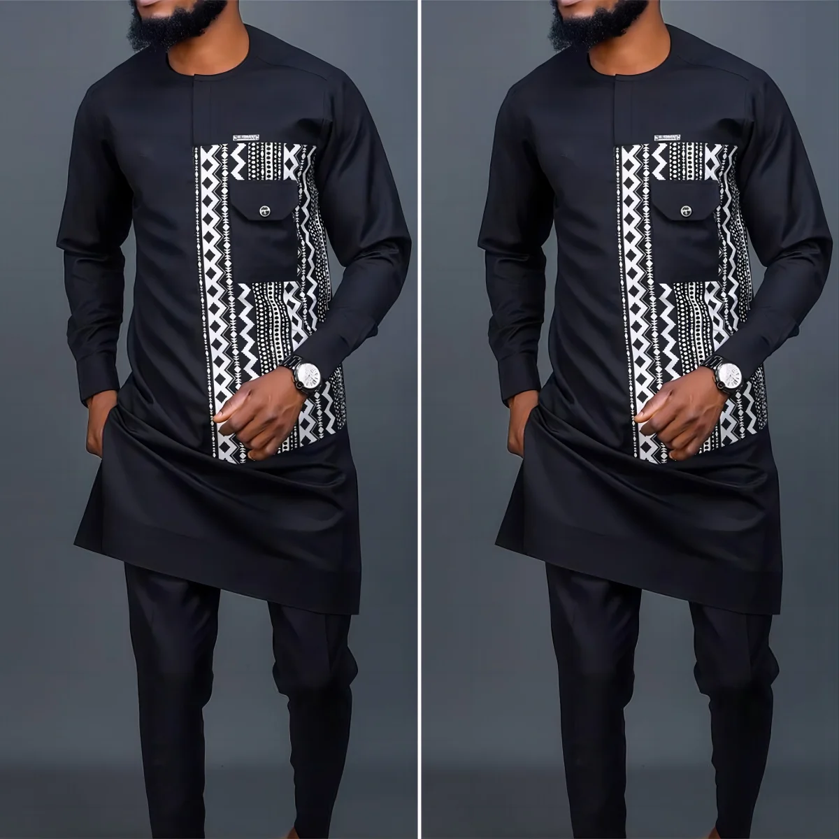 Summer New Dashiki Middle Eastern Ethnic Style Black Patchwork Long ...