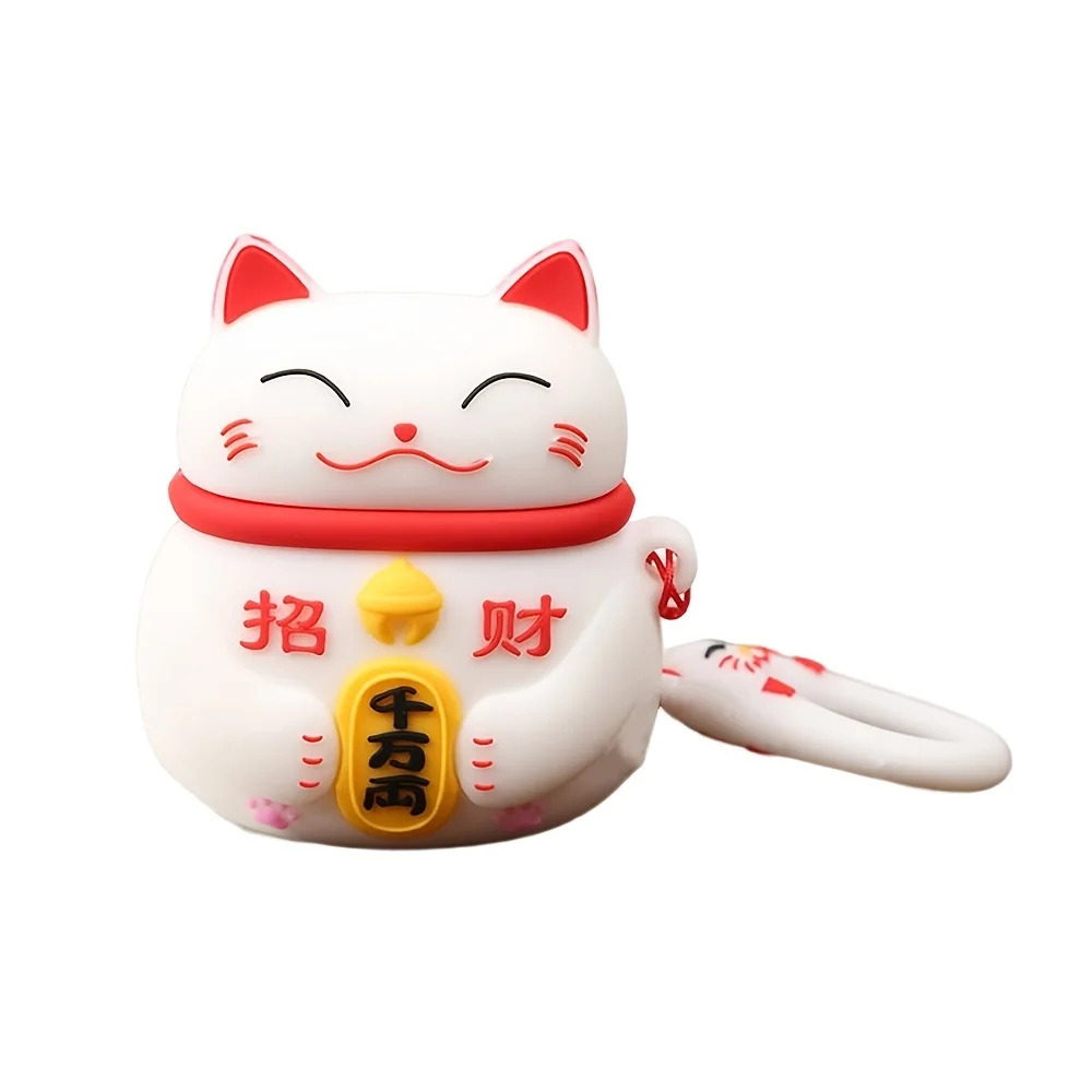 3D-Cute-Cartoon-Lucky-Cat-Soft-Silicone-Rechargeable-Headphone-Cases ...