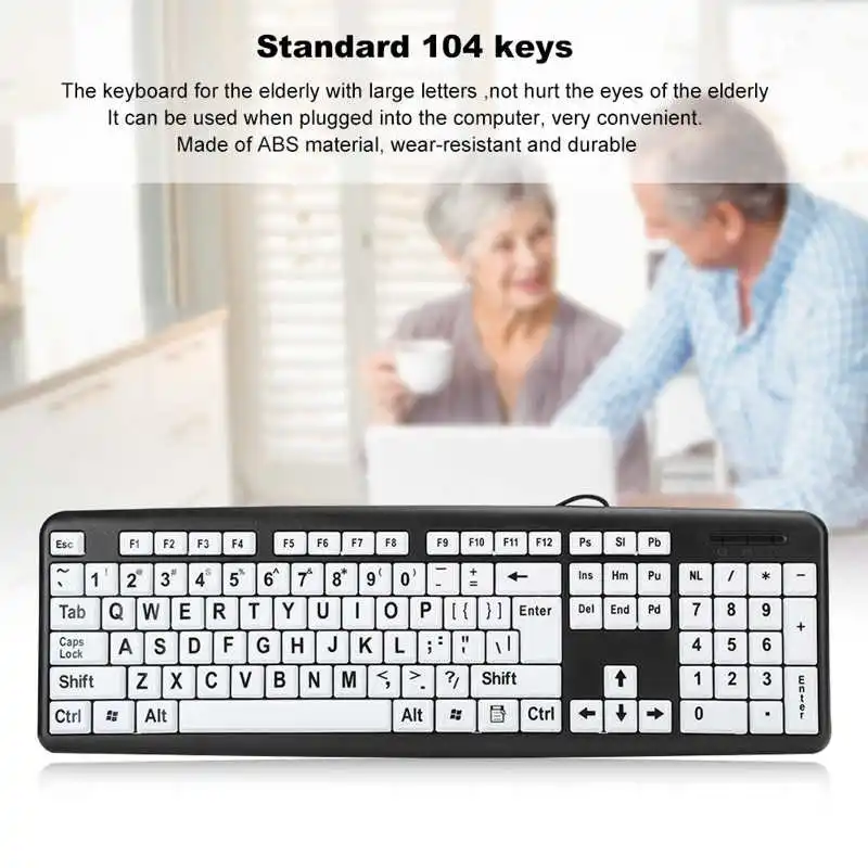 keyboard-Black-Low-Vision-Keyboard-USB-Wired-Old-People-Keyboard-with ...