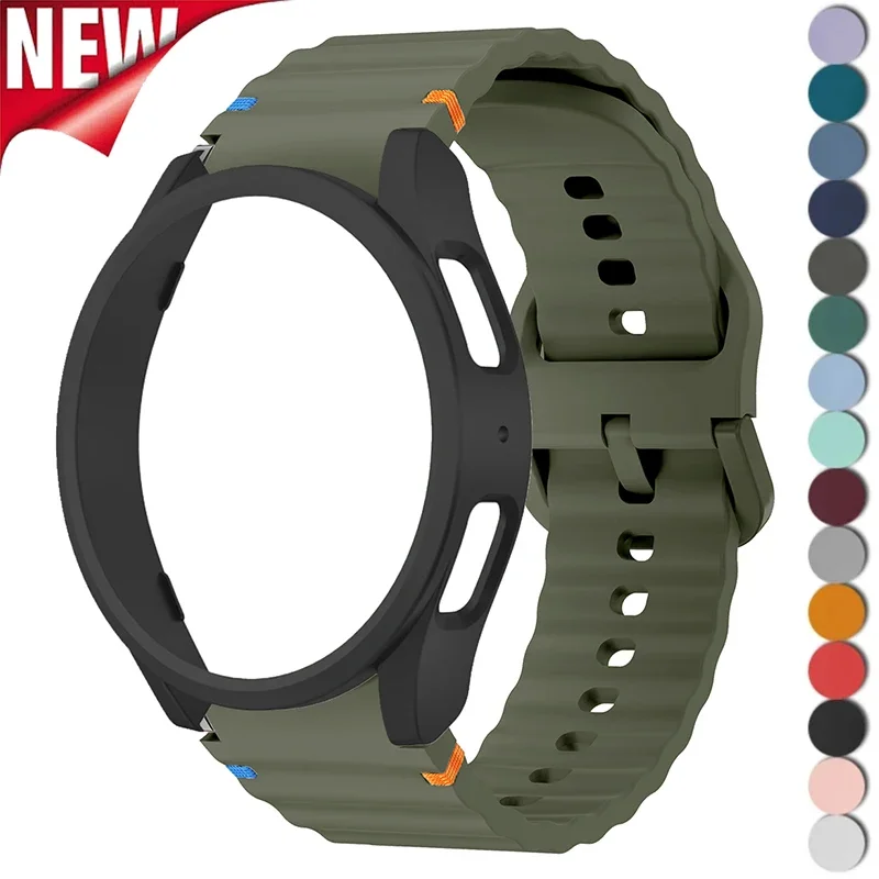 PC-Case-Silicone-Band-for-Samsung-Galaxy-Watch-7-40mm-44mm-Sport-Strap ...