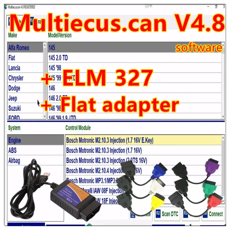 Multiecuscan-Software de escáner V4.8 para Fiat, Chrysler, Dodge, Jeep, Suzuki, 2023, ELM327 ...