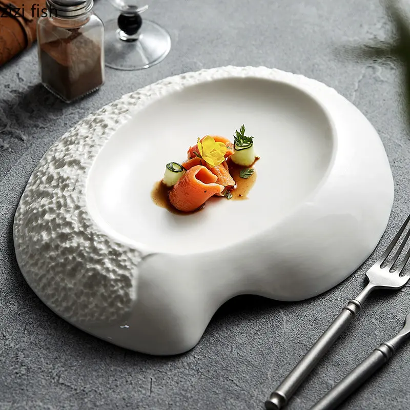 Creative-Ceramic-Dinner-Plate-Restaurant-Irregular-Main-Dish-Plate ...