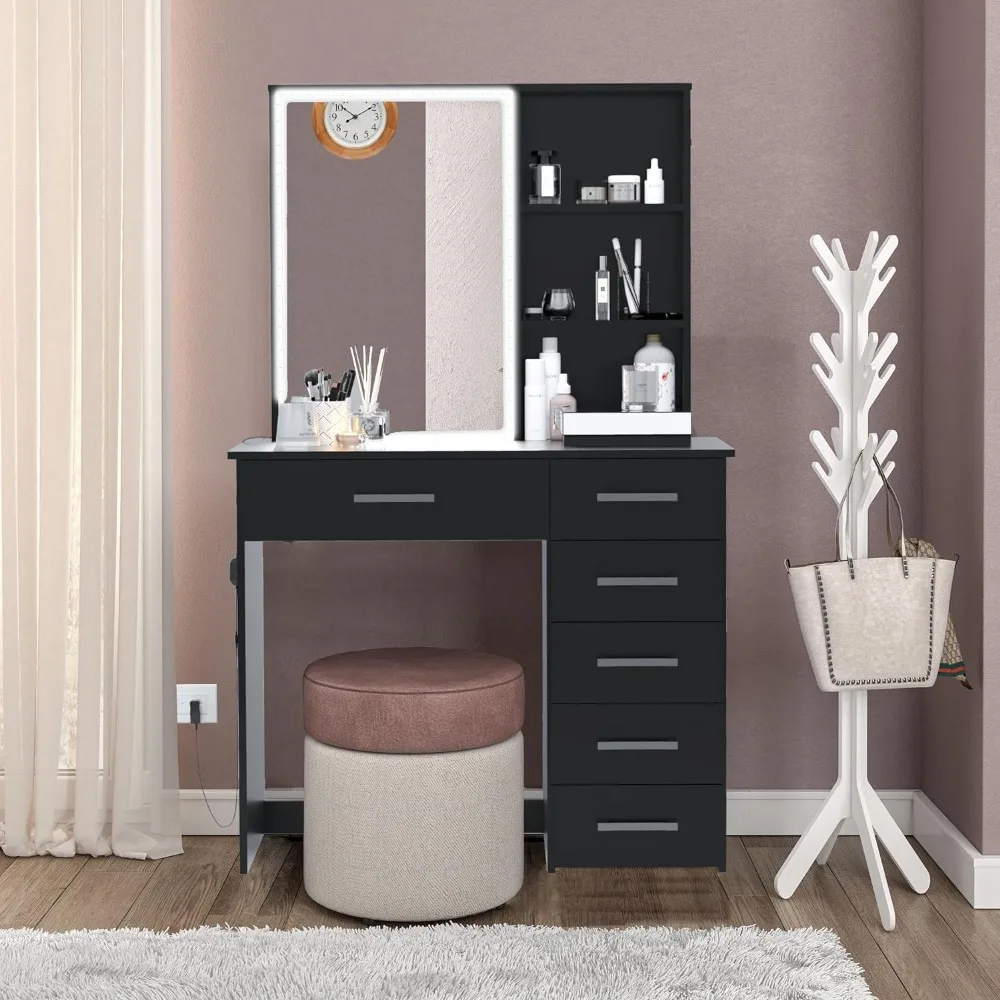 Modern-dressing-table-with-6-drawers-LED-lights-handles-dressing-table ...