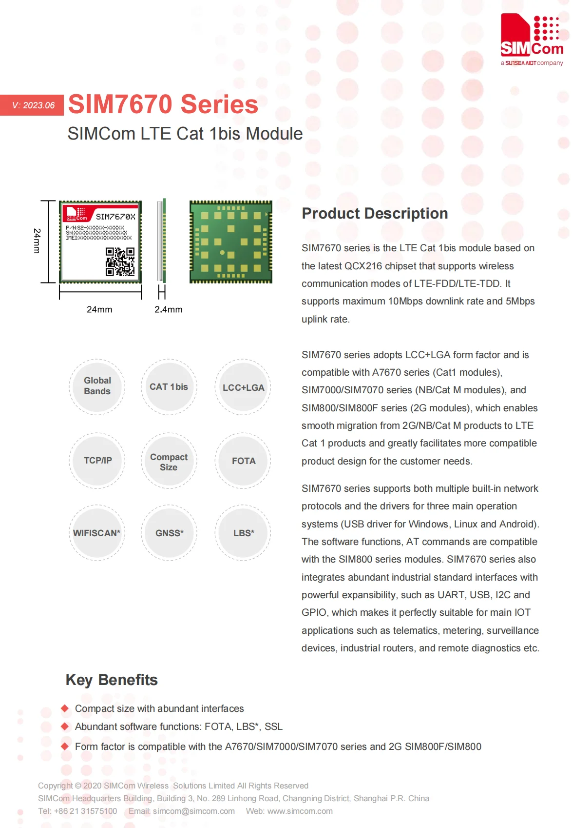 China Low Price SIMCOM SIM7670E LTE Cat1 Module LCC+LGA LNGV MNGV B1/B3 ...