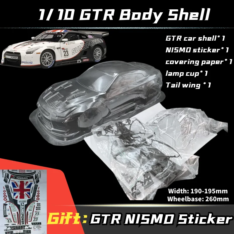 1-10-GTR-R35-PVC-Transparent-clean-no-painted-RC-body-shell-195mm-Width ...