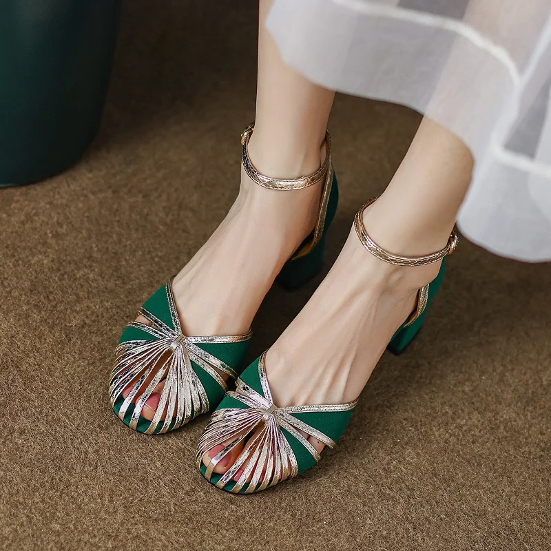 Retro-One-Strap-Spring-Vintage-Pumps-Patchwork-French-Style-Women-Shoes ...