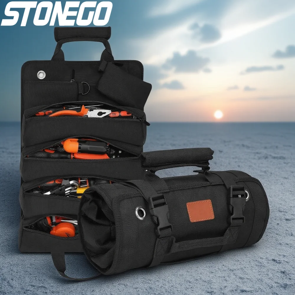 Heavy Duty Tool Bag Roll Up Portable Foldable Tool Organizer with 2 ...