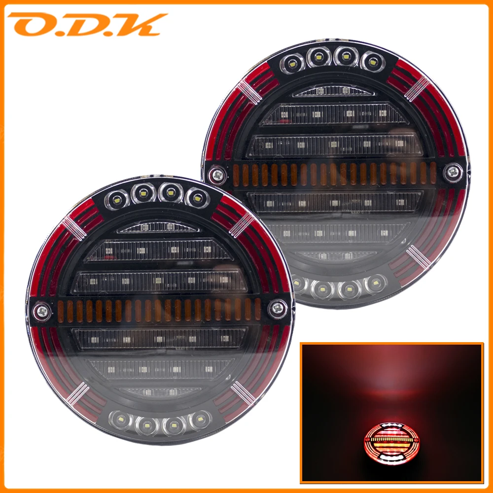 2pcs 5.3" Round LED Trailer Tail Light With Brake Light DRL Flow Turn ...