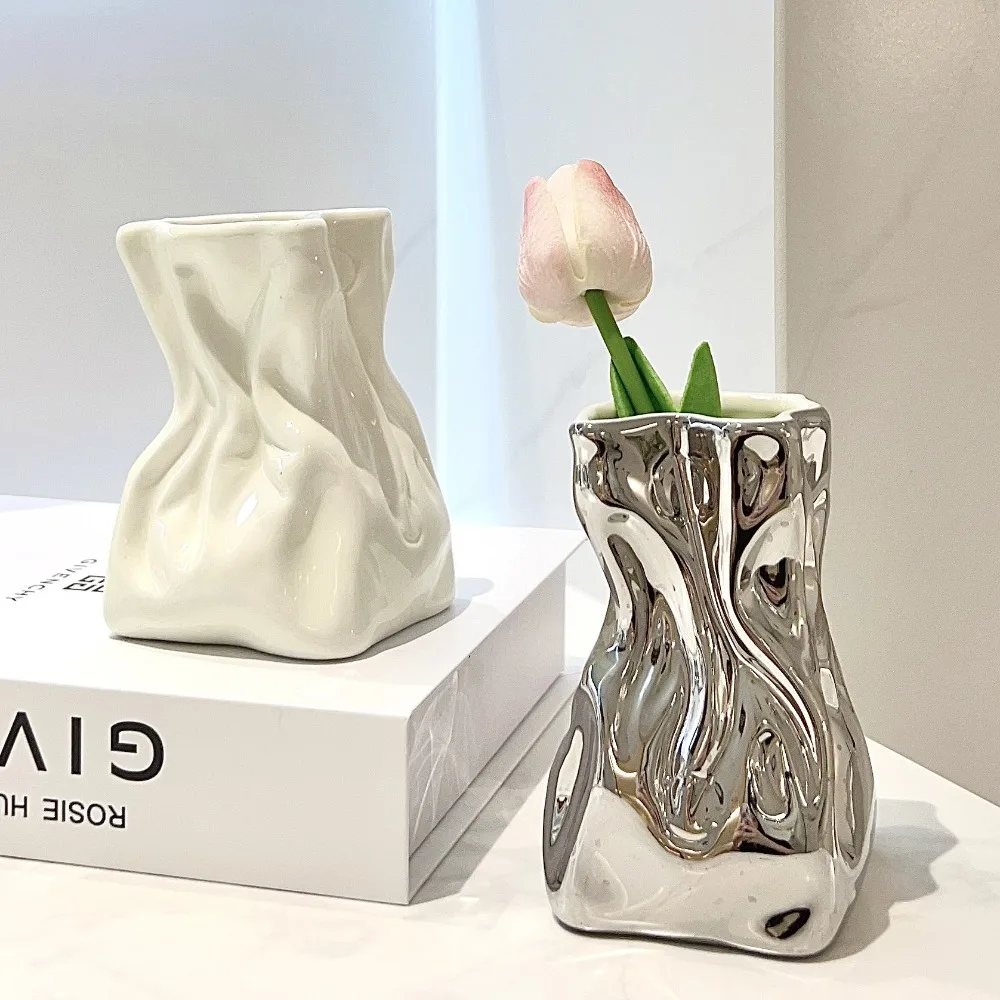 Creative-Pleated-Ceramic-Vase-Dried-Flower-Flower-Arrangement-Home ...
