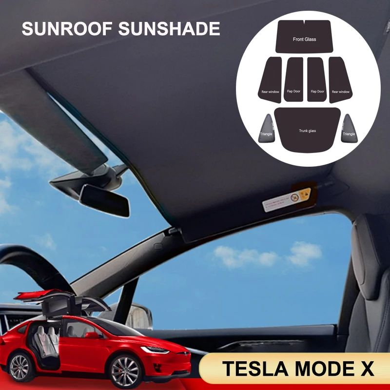 For-Tesla-Model-X-2024-Front-Rear-Shield-Glass-Roof-Sunshade-Skylight ...