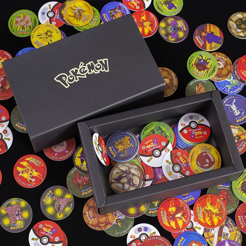Caja de cartas redondas de Pokémon, álbum de 160 trazos, Pogs de ...