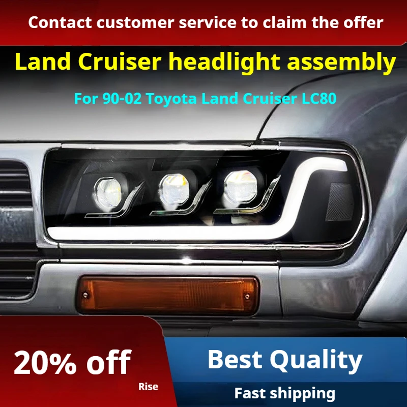 FT Car Light For Toyota Land Cruiser LC80 Headlight 1990-2002 LED ...