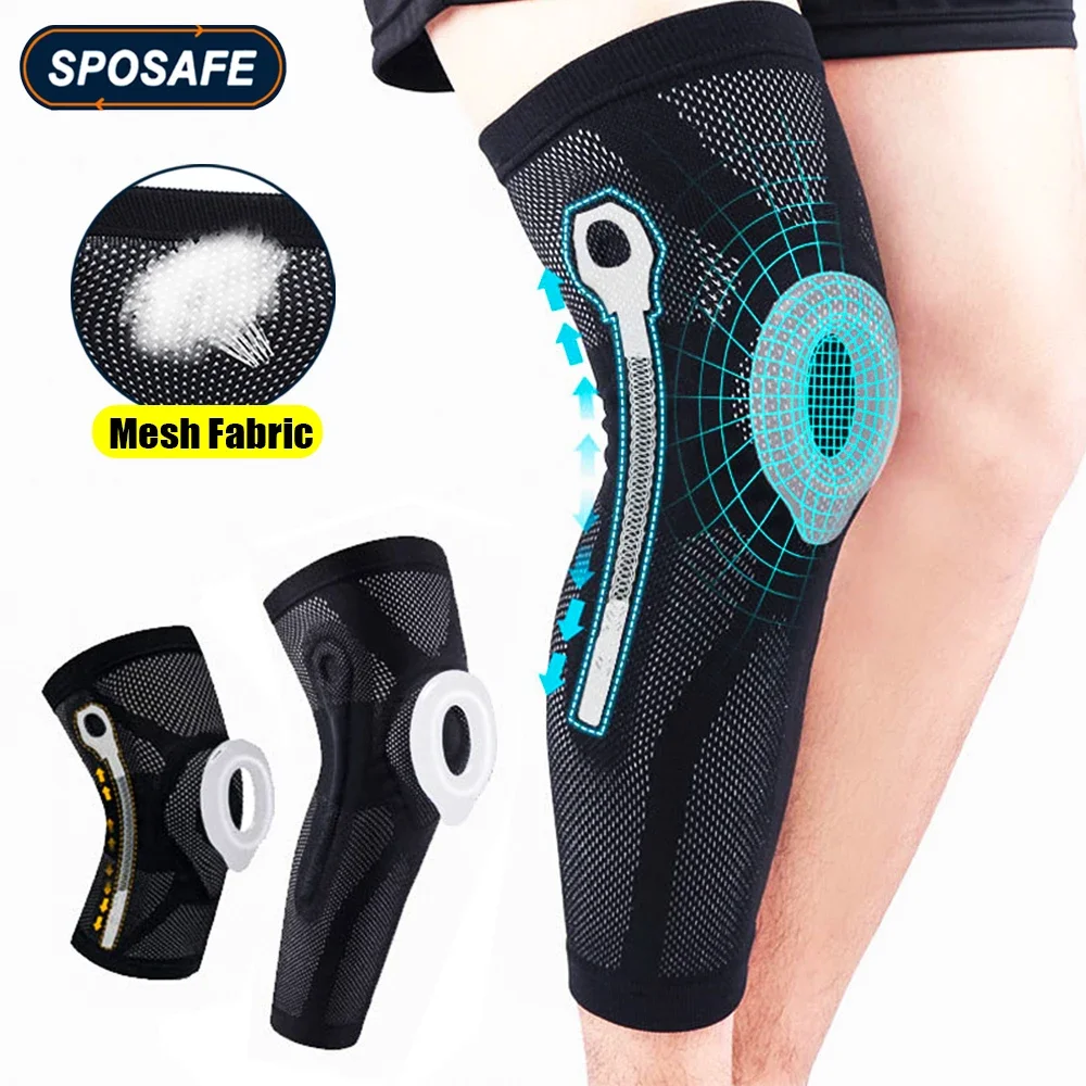 Sports-Lengthen-Leg-Sleeve-Knee-Pad-Breathable-Woven-Fabric-Compression ...