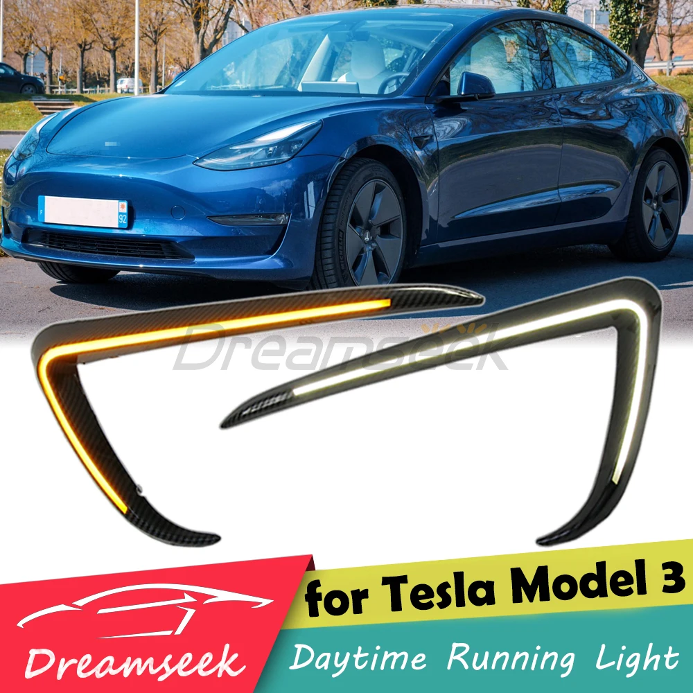 LED Daytime Running Light DRL for Tesla Model 3 2017+ with Turn Signal ...
