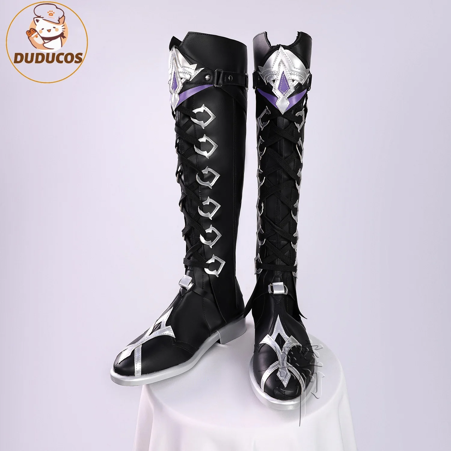 IN STOCK Flins Shoes Game Genshin Impact DUDU Men Long Black Boots ...