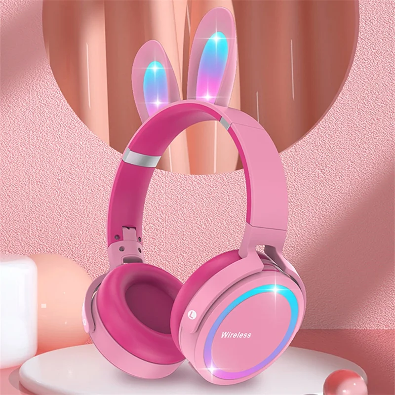 Cute HiFi Stereo Bluetooth Wireless Headphone with Mic RGB Girls ...
