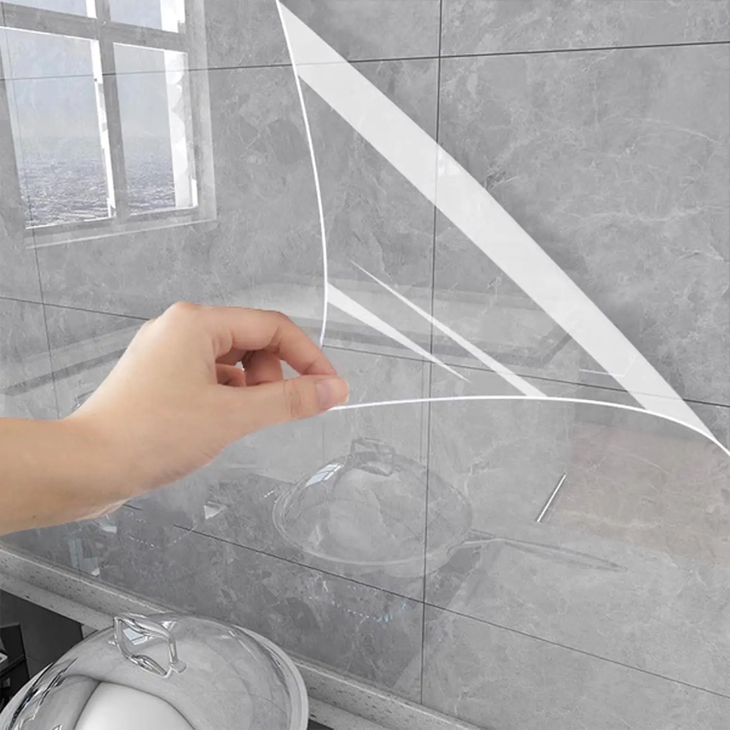 1 roll Kitchen Stove Backsplash Clear Wall Protector,Electrostatic Wall ...