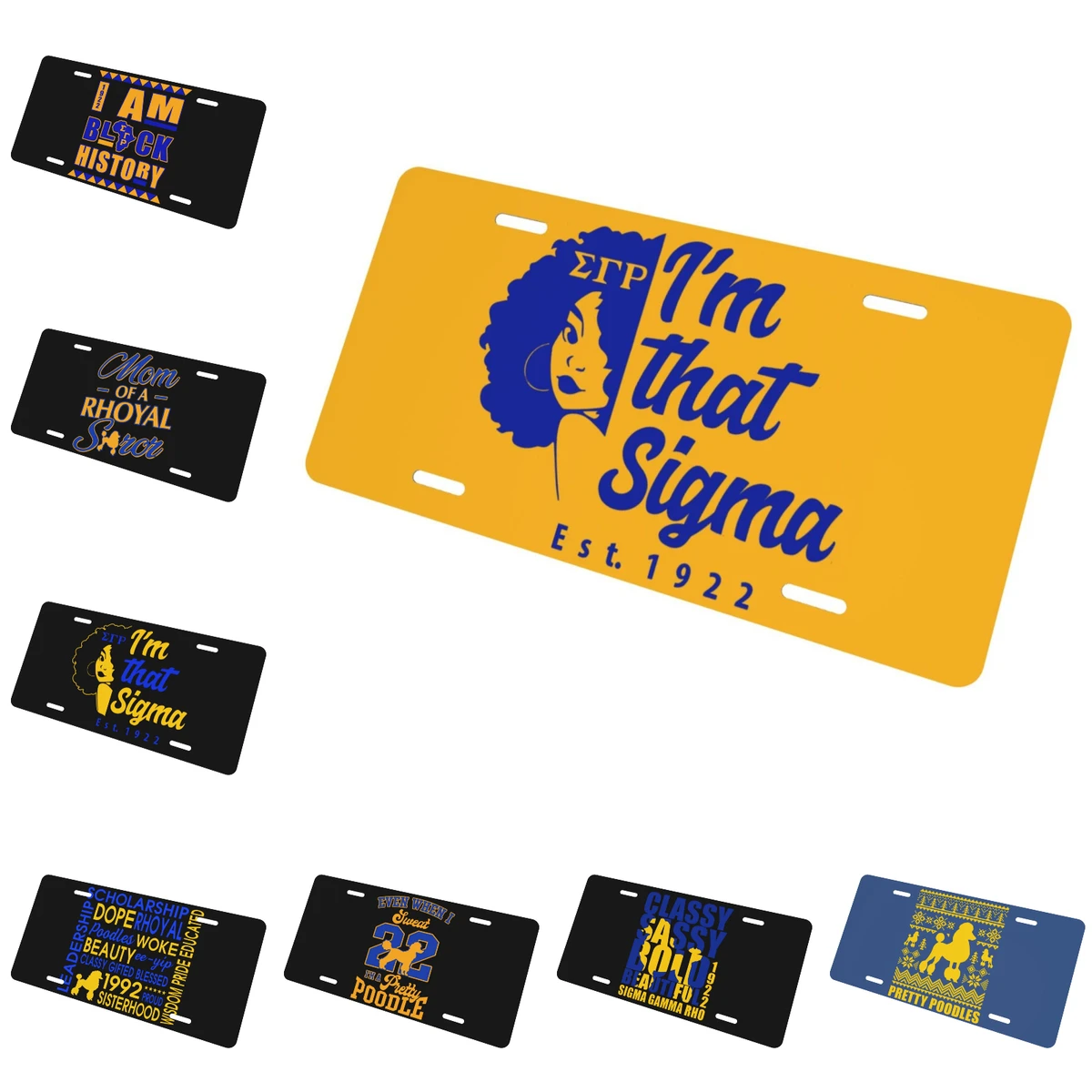 Sigma-SGR-Gamma-Rho-License-Plates-Decoration-Signs-Metal-Automotive ...