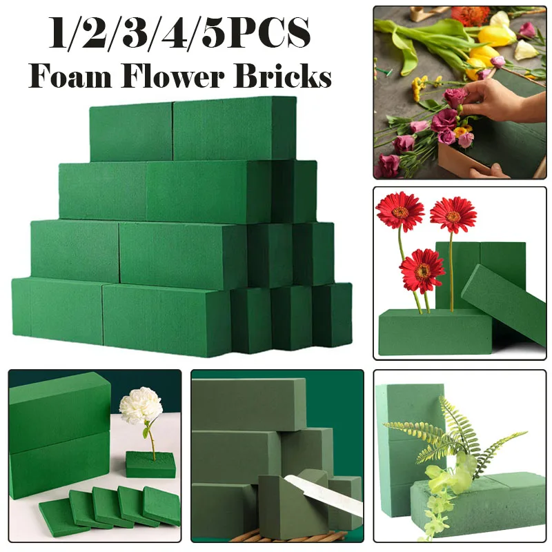1-5PCS-DIY-Floral-Foam-Brick-Rectangle-Green-Styrofoam-Block-Artificial ...