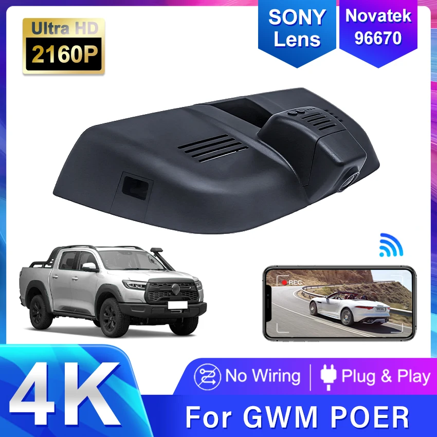 Plug and Play Dash Cam 4K Wifi 2160P Front and Rear Dash Camera Dashcam ...