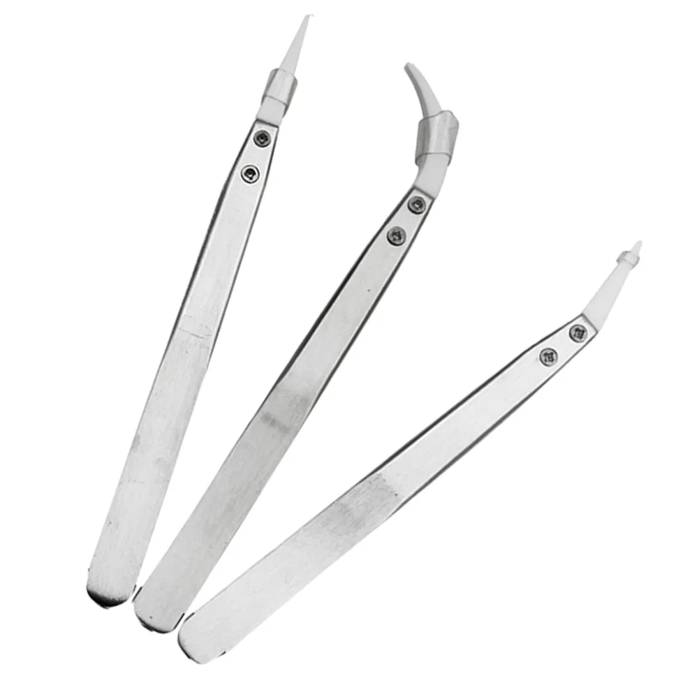 1PC-Stainless-Steel-Ceramic-Tip-Tweezers-High-Temperature-Resistant-Non ...