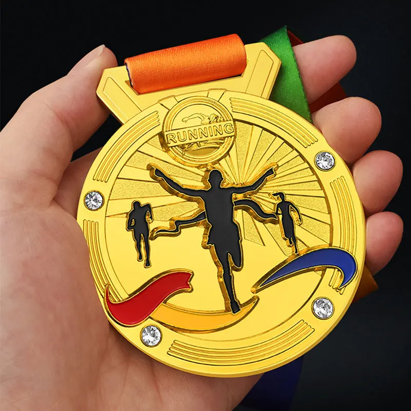 Marathon-Gold-Winner-Award-Medals-With-Neck-Ribbon-3D-Running-Runner ...