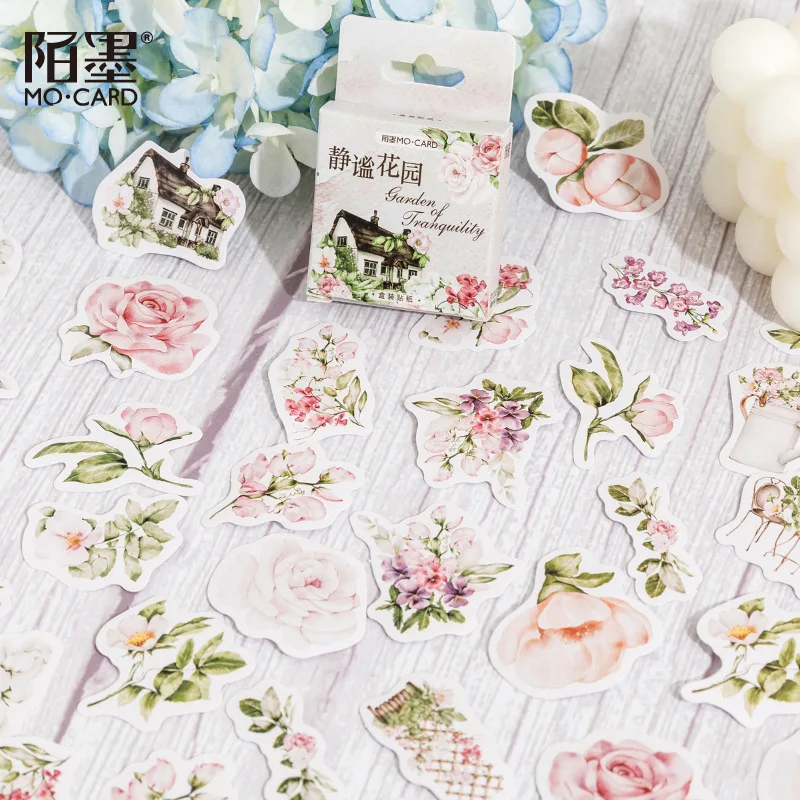46Pcs/Box small fresh pink garden Sticky Sticker Decoractive ...