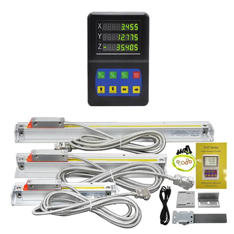 3 Axis Dro Digital Readout with 3PCS 0 1000mm Linear Scale Optical Grating Ruler for Milling ...