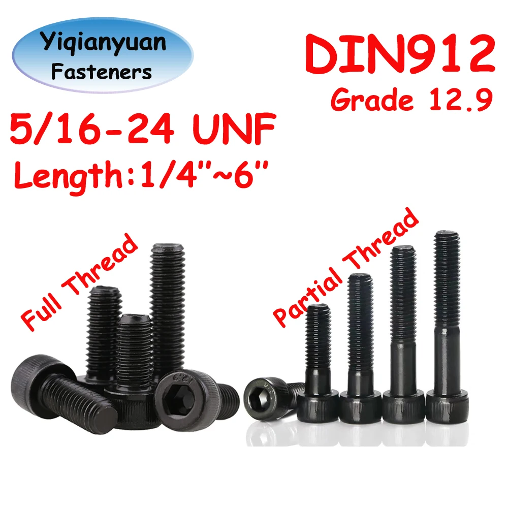 5Pcs Grade 12.9 Screws 5/16-18 BSW / UNC Thread Alloy Steel Hexagon ...