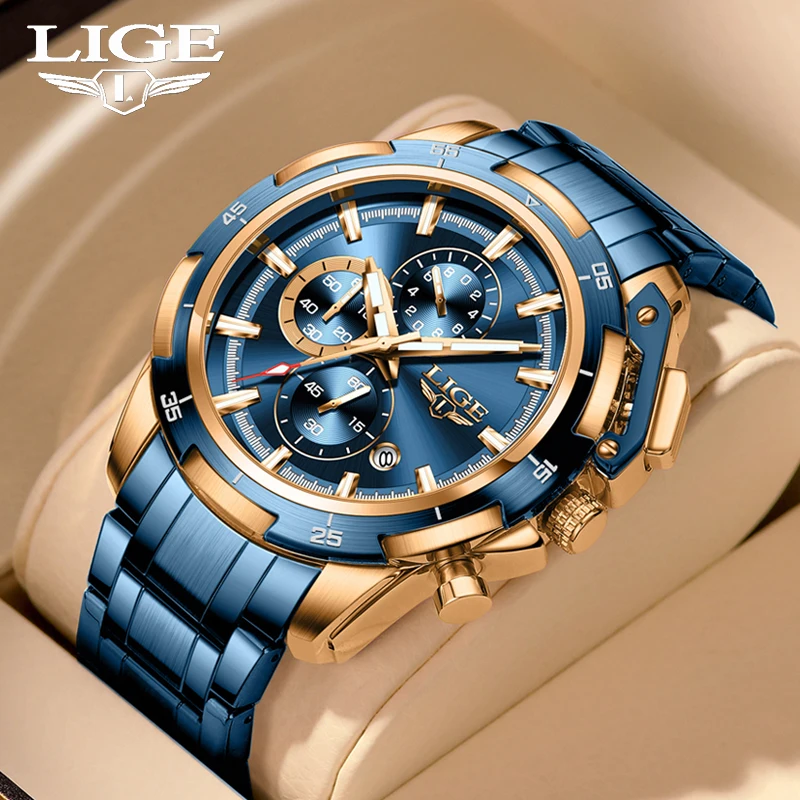 LIGE-Mens-WristWatches-Top-Brand-Luxury-Casual-Steel-Quartz-Business ...
