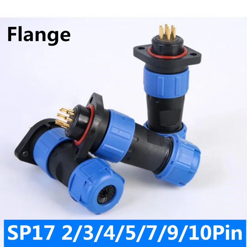 SP17 Multipin Waterproof Aviation Connector Electric Power Cable Wire Plug flange Socket IP68 2 ...