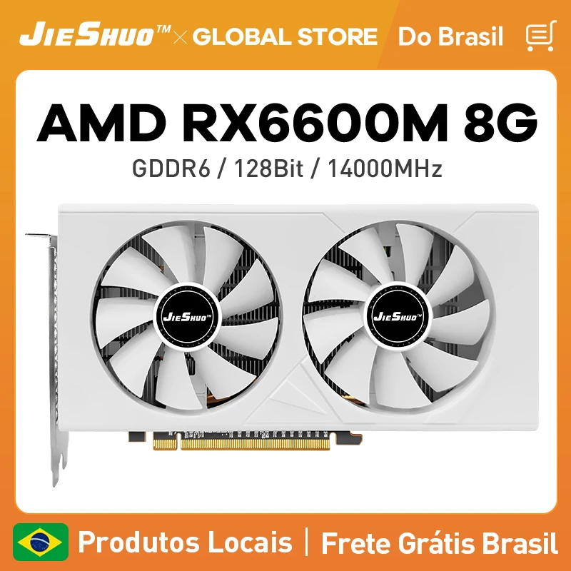 Jieshuo rx 6600m 8gb placa gráfica gddr6 128bit pci-e 3.0 × 16 8pin ...