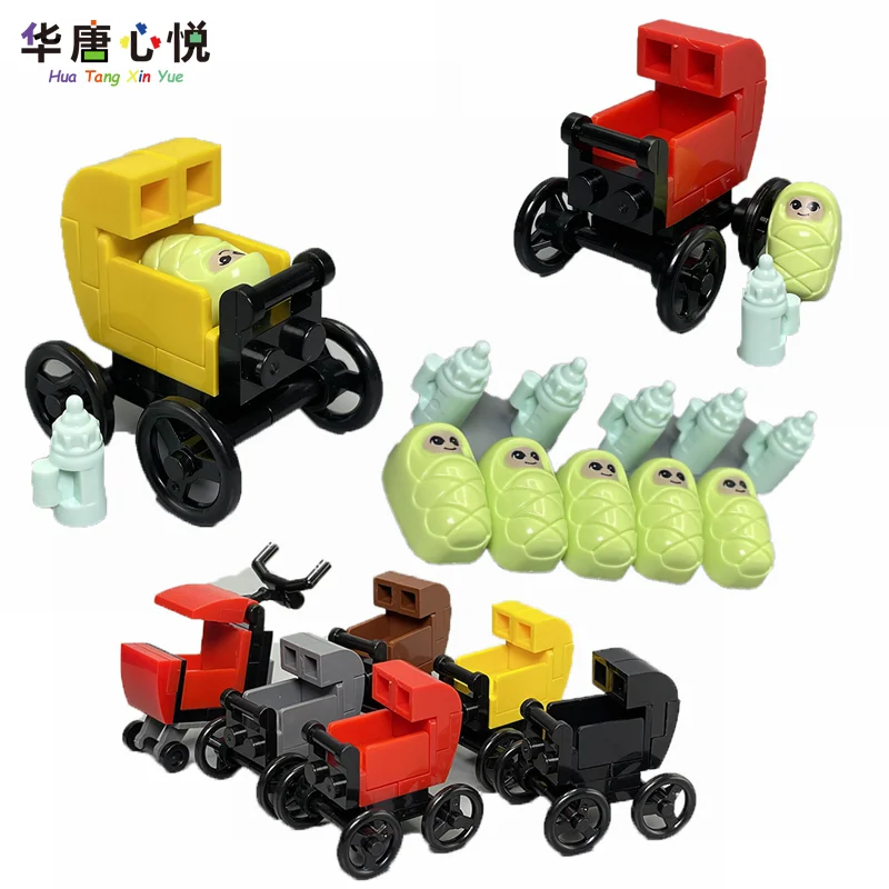 Locking MOC Friends Series Stroller Swaddle Baby Feeding Bottle Plastic ...