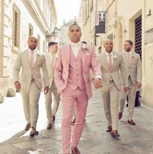 Traje-Formal-de-lino-rosa-para-hombre-esmoquin-de-novio-traje-de-boda ...