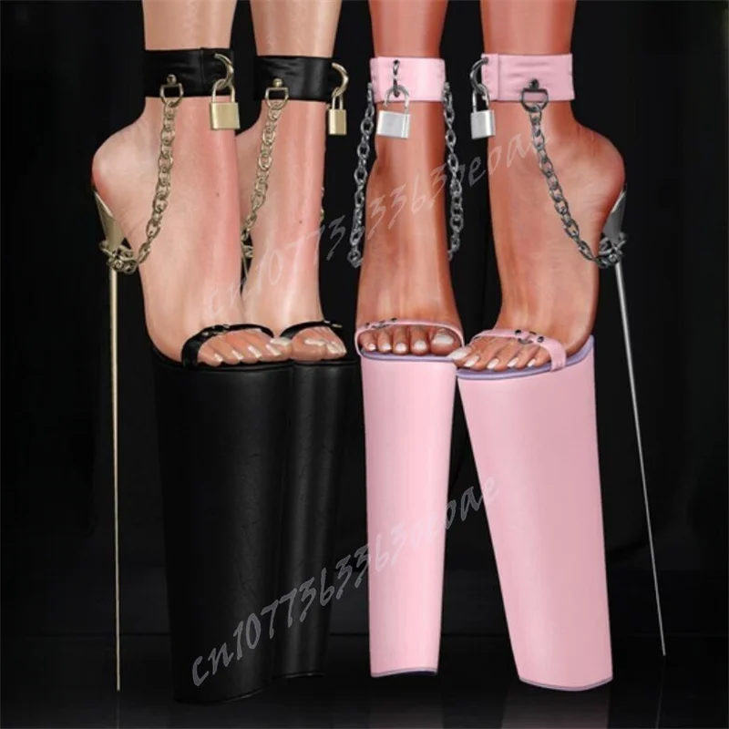 Black Lock Decor Extreme High Platform Sandals Open Toe Shoes for Women ...