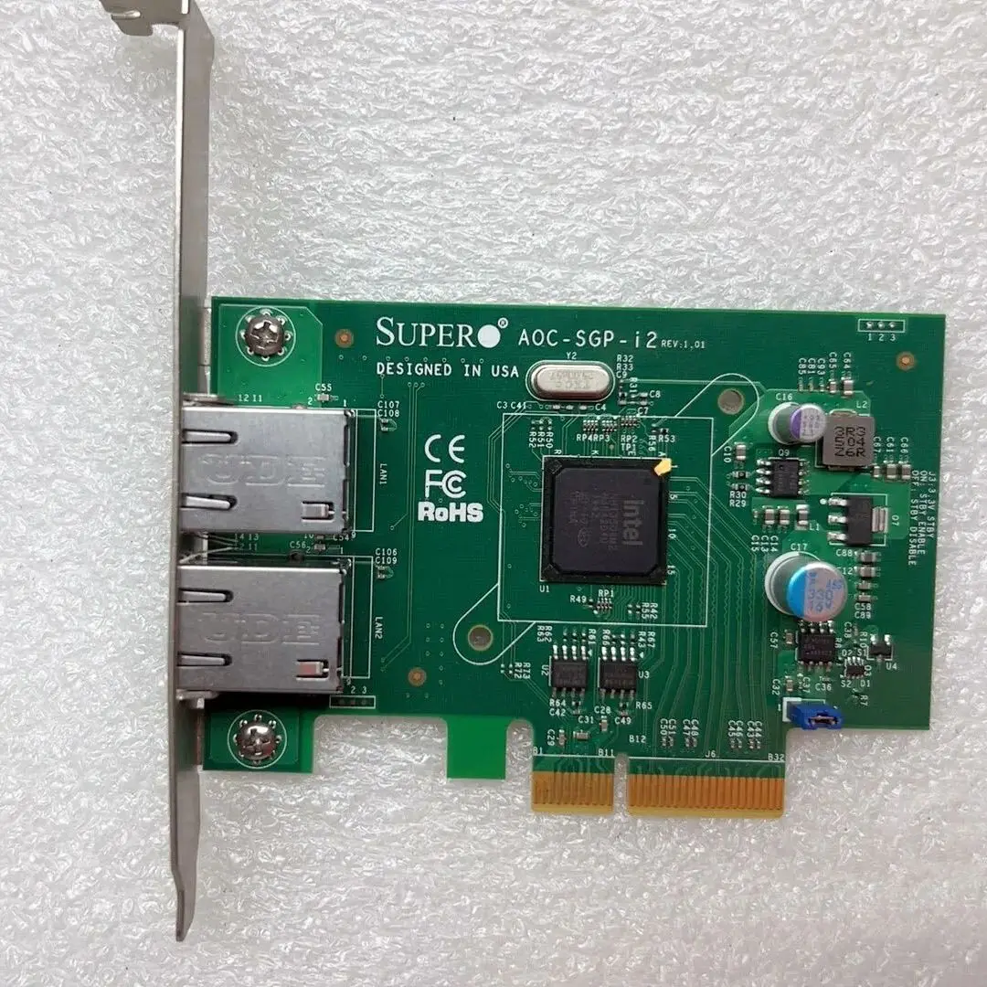 For Supermicro AOC-SGP-I2 Intel I350-T2 Chip 2-Port PCI-Express 2.1 X4 ...