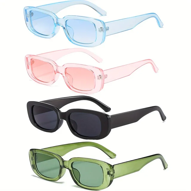 4pcs/set Rectangle Frame Sunglasses For Women Men Candy Color Y2K ...