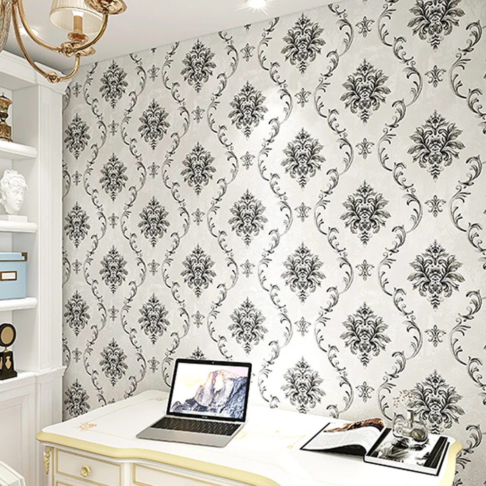 Black And White Damask Desktop Wallpaper