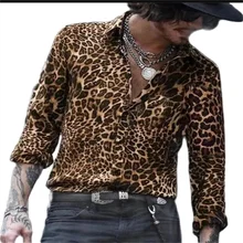 Camisa con estampado de leopardo para hombre, ropa informal de manga ...