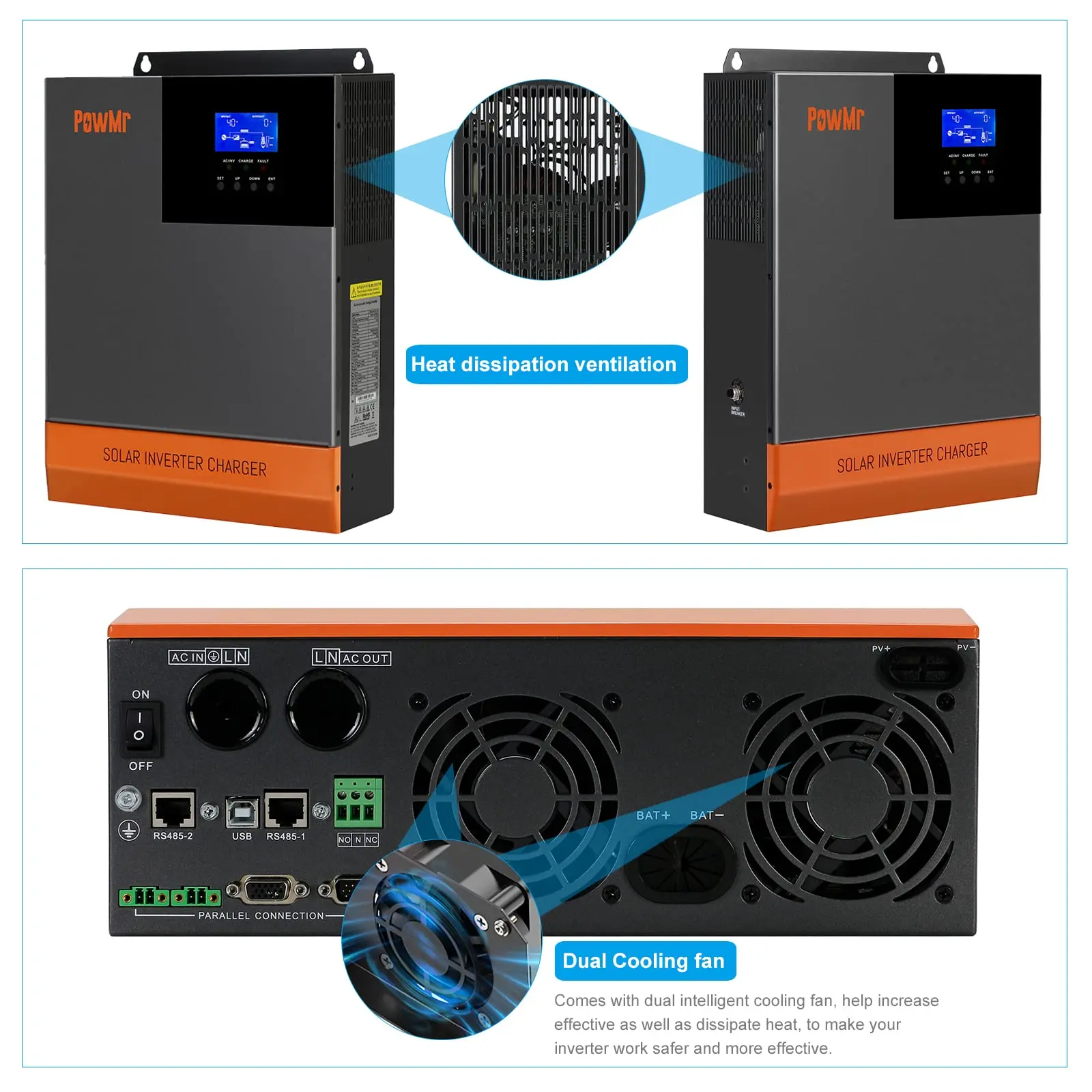 Powmr 100ah/200ah 48V lifepo4 Batterie mit bms System kommunizieren mit 5,6 kW 48V Hybrid Solar ...