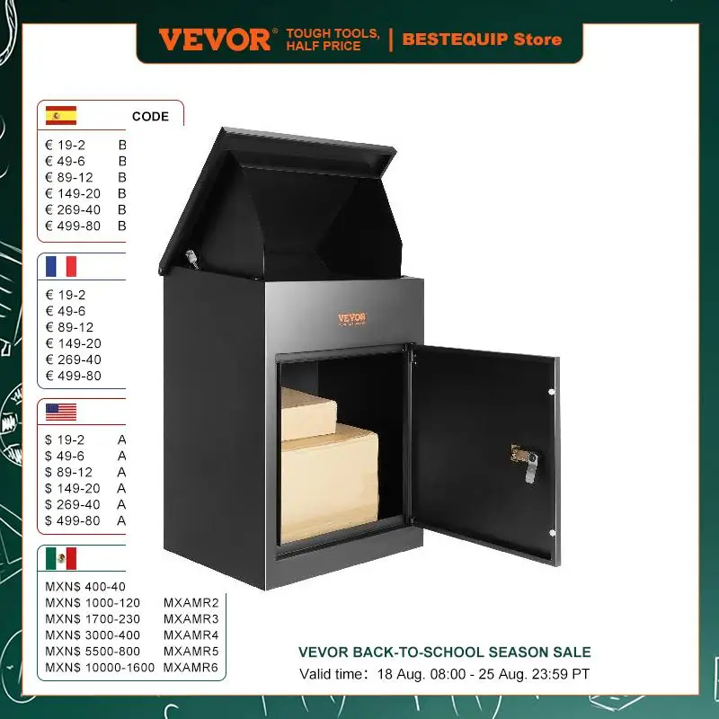 VEVOR-Wall-Mounted-Anti-theft-Mailbox-IPX3-Waterproof-Package-Delivery ...