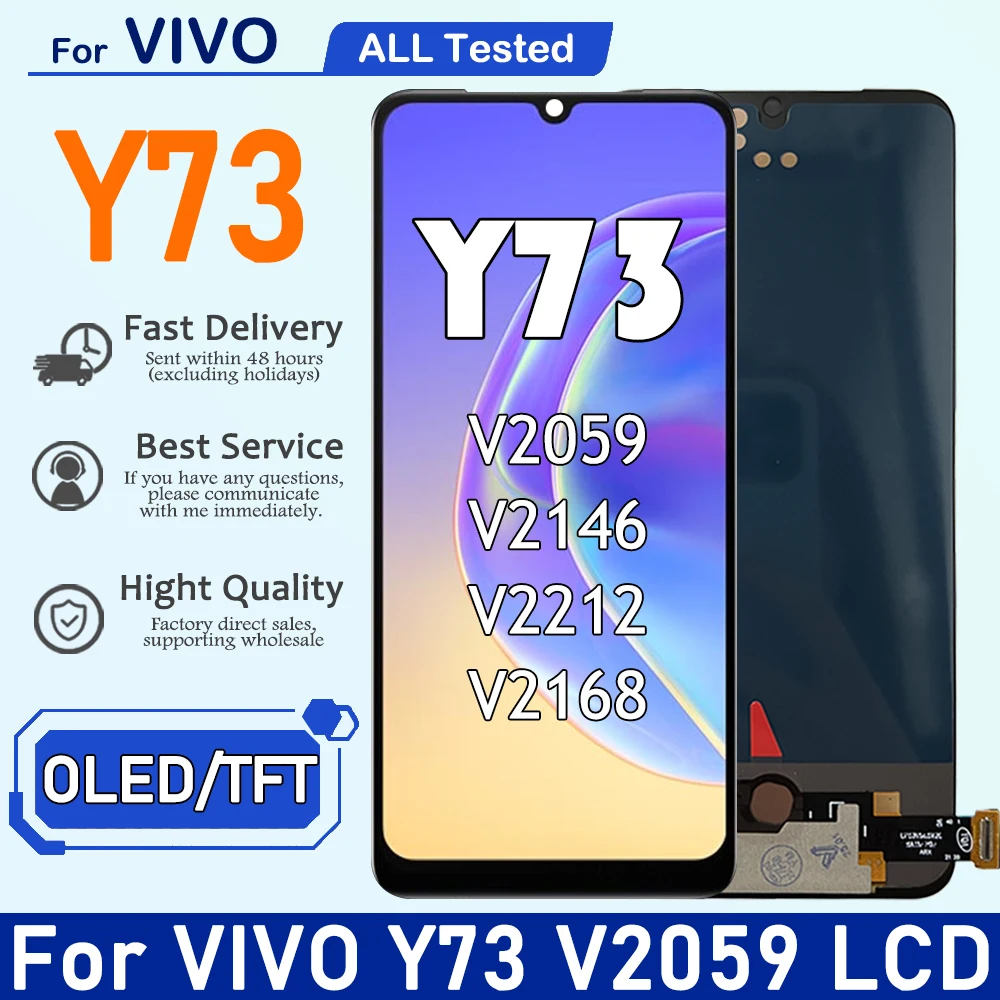 6.44 "tft/oled lcd para vivo y73 tela lcd de toque digitador display ...