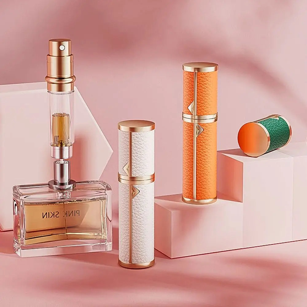 Luxury Real Leather Spray Bottle Portable Self-pumping Perfume Atomizer ...