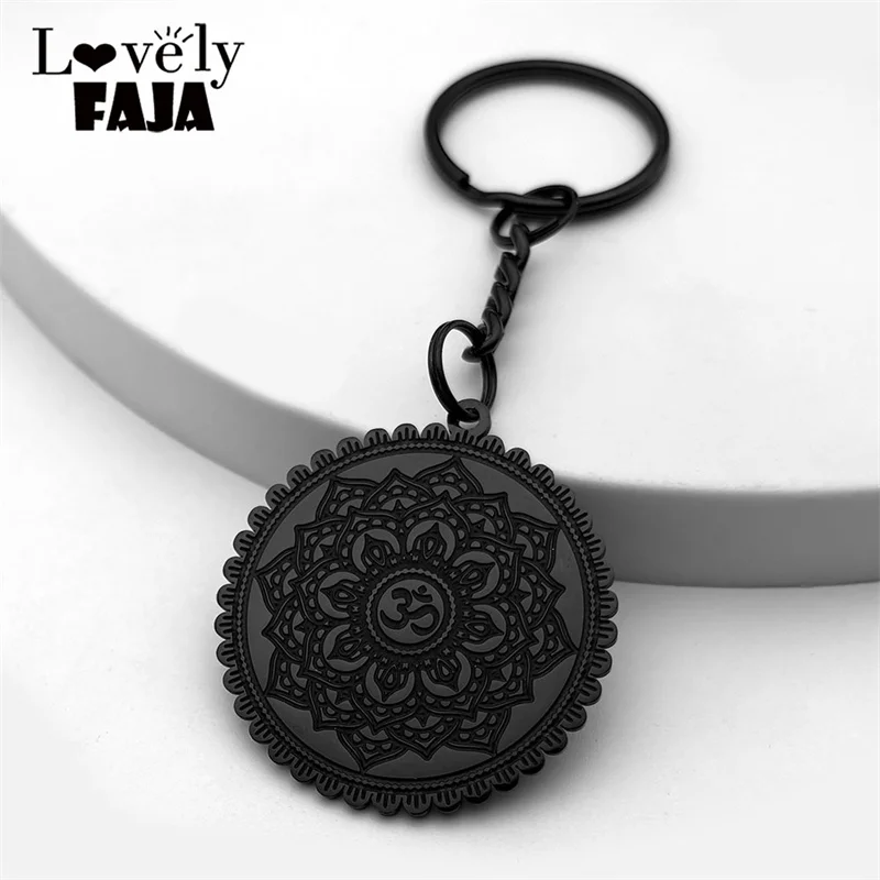 Buddhism Mandala Lotus Flower Yoga Pendant OM Key Chain Women Men ...