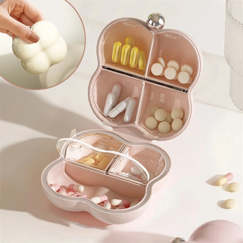 7-Day Portable Flower-Shaped Pill Organizer Compact Medication Divider ...