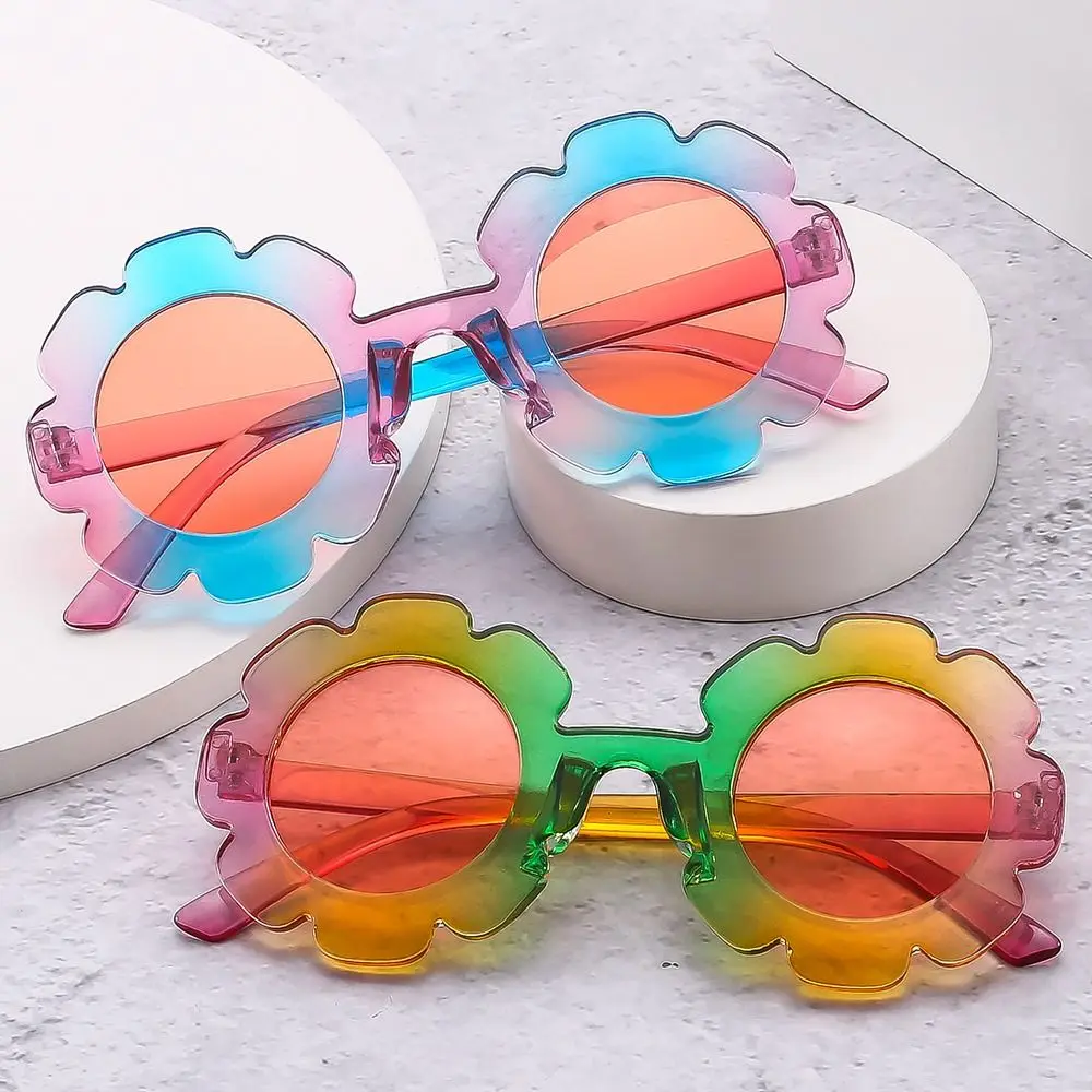 Round-Frame-Kids-Sunflower-Sunglasses-Trendy-Colorful-Sun-Protection ...