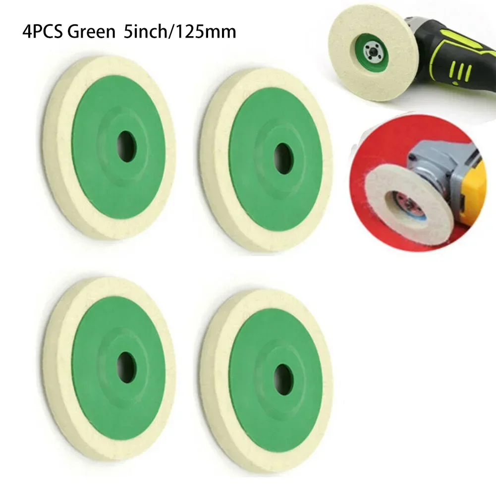 4Pcs-125mm-5Inch-Wool-Felt-Polishing-Grinding-Wheel-Pad-Angle-Grinder ...