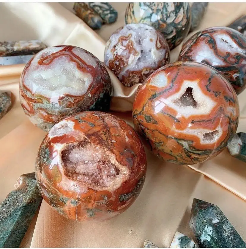 Natural-Red-Moss-Agate-Sphere-Carnelian-Crystal-Ball-Healing-Stone-Home ...